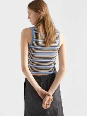 Prada Striped Cotton Knit Tank Top - Multicolour