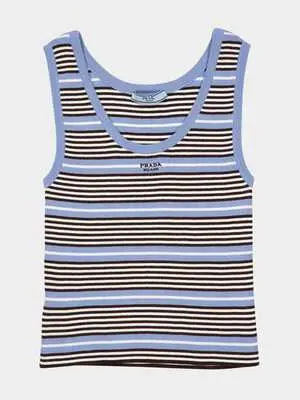 Prada Striped Cotton Knit Tank Top - Multicolour