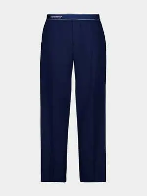 Casablanca Navy Sports Trousers In Virgin Wool - Blue