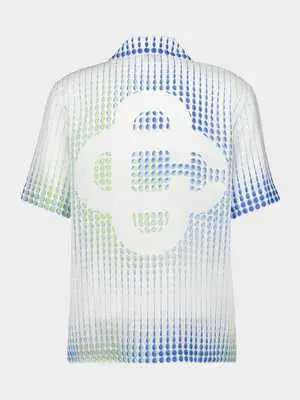 Casablanca Blue And Green Dots Cuban Collar Linen Shirt - Multicolour