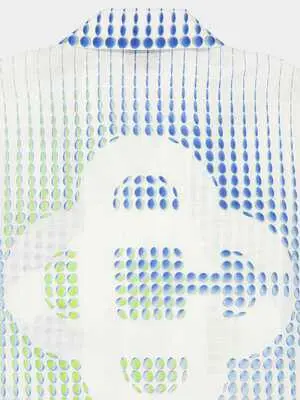 Casablanca Blue And Green Dots Cuban Collar Linen Shirt - Multicolour