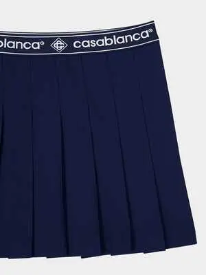 Casablanca Pleated Tennis Skirt With Logo Waistband - Blue