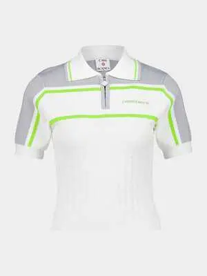 Casablanca Tennis Club Polo Shirt With Neon Trim - White