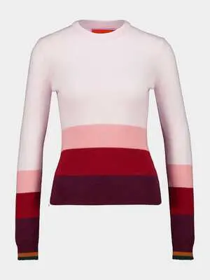 La DoubleJ Striped Cashmere Crewneck Jumper - Pink