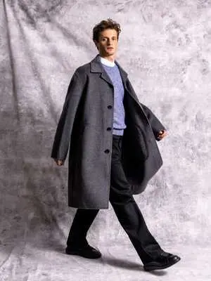 AMI Paris Wool-cashmere Blend Four-button Coat - Grey