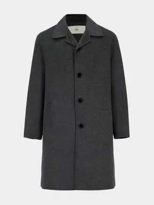 AMI Paris Wool-cashmere Blend Four-button Coat - Grey