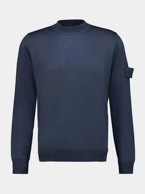 Stone Island Slate Virgin Wool Crewneck Jumper - Blue