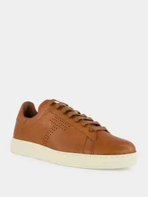 TOM FORD Leather Low Top Sneakers - Brown