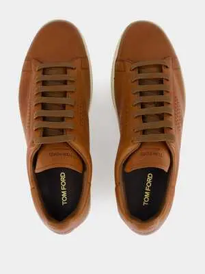 TOM FORD Leather Low Top Sneakers - Brown