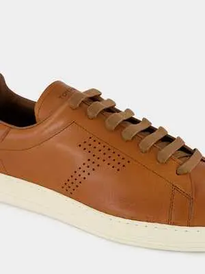 TOM FORD Leather Low Top Sneakers - Brown