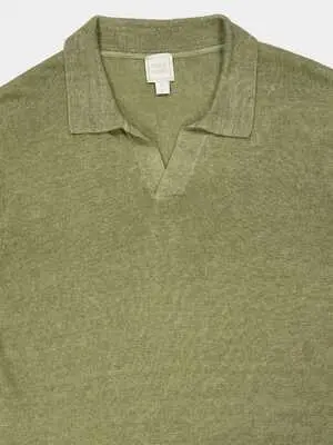 120% Lino Military Linen Polo Shirt - Green