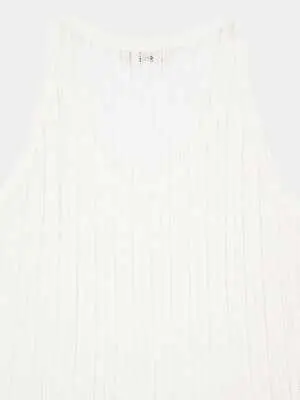 Commas Pointelle Knit Tank - White