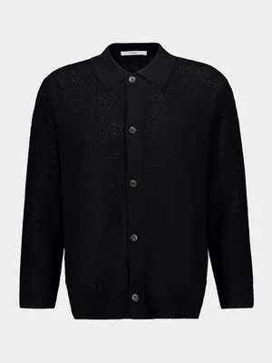 Commas Long Sleeve Buttoned Knit Cotton Shirt - Black