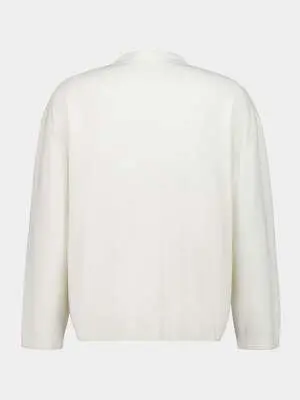Commas Long Sleeve Boxy Knit Cotton Polo - Cream