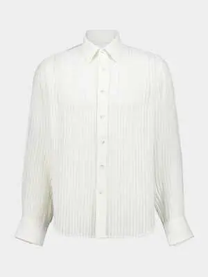 Commas Sheer Striped Linen Shirt - White