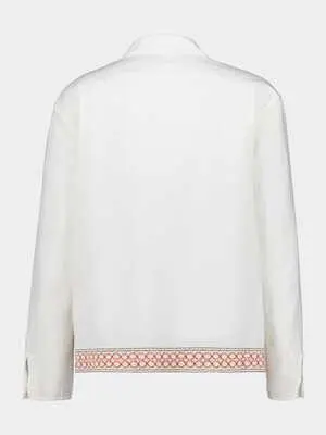 Commas Tie Crochet Trim Linen Shirt