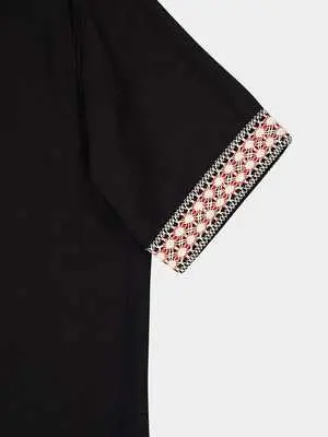 Commas Braided Camp Collar Shirt - Black