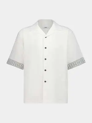 Commas Braided Camp Collar Shirt - White