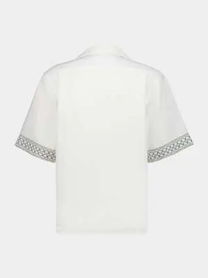 Commas Braided Camp Collar Shirt - White