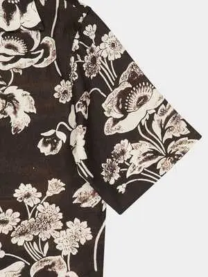 Commas Shirt Painted Peonies Linen - Black