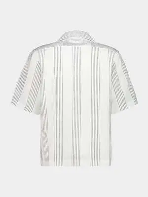 Commas Camp Collar Striped Cotton Shirt