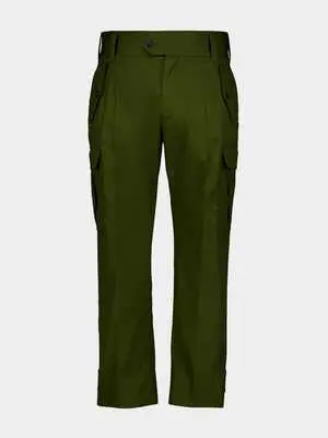 Alexander McQueen Khaki Cotton Cargo Trousers - Green