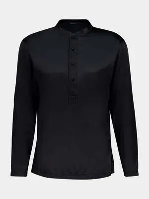 TOM FORD UNDERWEAR Silk Henley Pyjama Top - Black