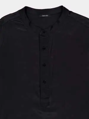 TOM FORD Silk Henley Pyjama Top - Black