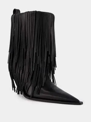 Balenciaga Avenue Fringe Leather Booties