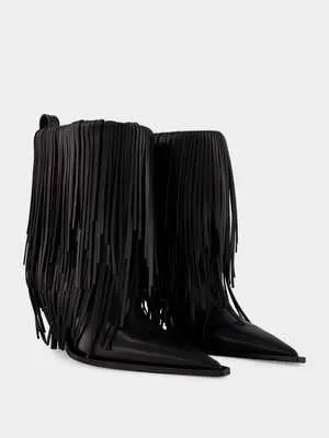 Balenciaga Avenue Fringe Leather Booties