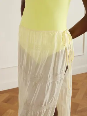 Kiki De Montparnasse Smocked Silk-blend Maxi Skirt