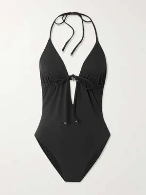 Tory Burch Cutout Halterneck One Piece Swimsuit - Black