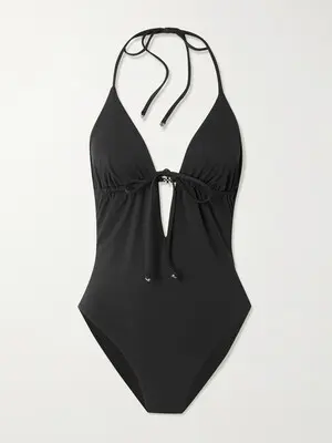 Tory Burch Cutout Halterneck One Piece Swimsuit - Black