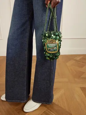 ANYA HINDMARCH Filippo Berio Mini Embellished Bucket Bag - Green
