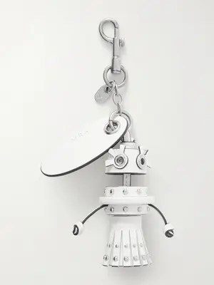 ANYA HINDMARCH Bride Studded Silver-tone And Leather Bag Charm - Ivory