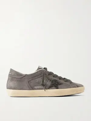 GOLDEN GOOSE Super Star Appliquéd Suede Sneakers - Gray