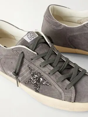 GOLDEN GOOSE Super Star Appliquéd Suede Sneakers - Gray