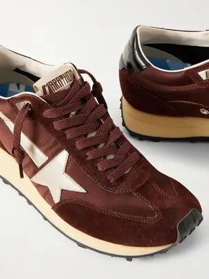 GOLDEN GOOSE Running Marathon Satin And Suede Sneakers - Brown
