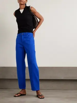 LA LIGNE Marilyn Striped Mid-rise Straight-leg Jeans - Blue