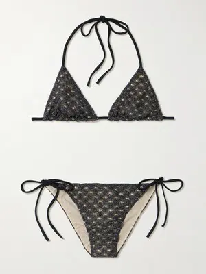 Missoni Metallic Crochet-knit Triangle Bikini - Brown