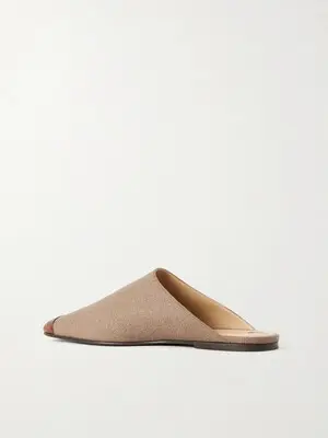 Loro Piana Alba Embellished Cashmere And Silk-blend Hopsack Slippers