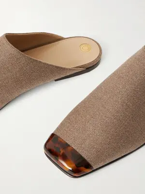 Loro Piana Alba Embellished Cashmere And Silk-blend Hopsack Slippers