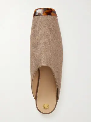 Loro Piana Alba Embellished Cashmere And Silk-blend Hopsack Slippers - Brown