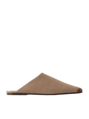 Loro Piana Alba Embellished Cashmere And Silk-blend Hopsack Slippers - Brown