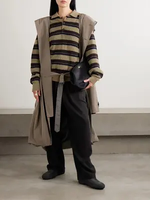 SSSTEIN Striped Brushed Knitted Polo Sweater