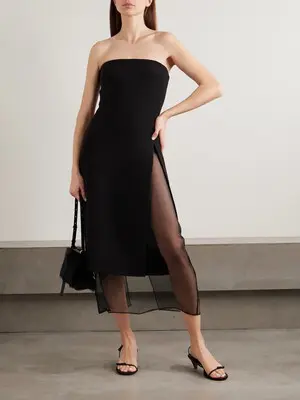 ESSE STUDIOS Portia Strapless Draped Crepe Midi Dress