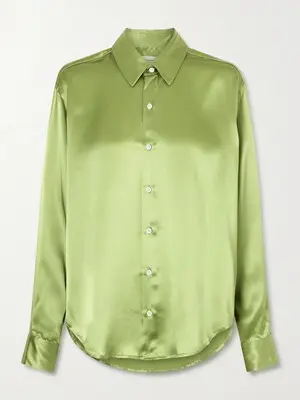 Comme Si La Classica Silk-charmeuse Shirt - Green