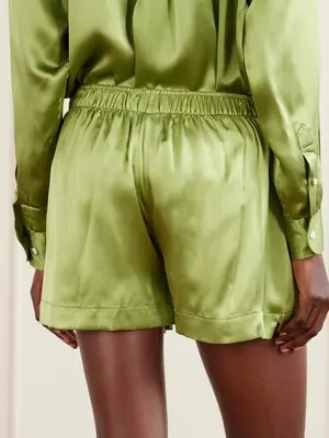 Comme Si Silk-charmeuse Shorts - Green