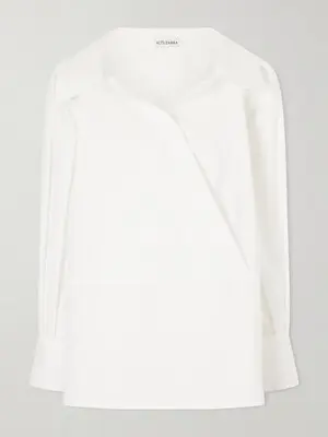 Altuzarra Arthur Wrap-effect Poplin Blouse