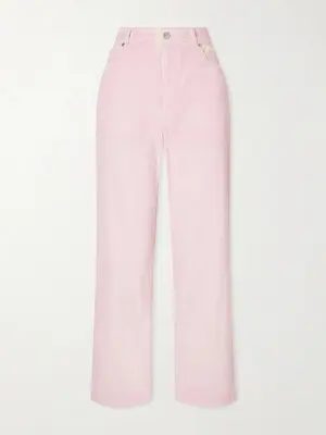 Marni Distressed High-rise Wide-leg Jeans - Pink